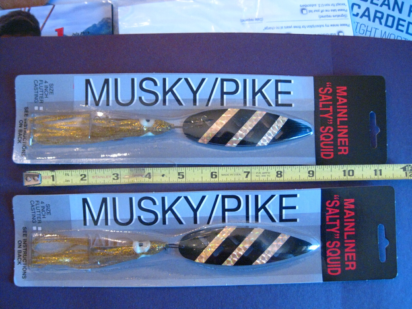 2 WHOLESALE Musky Pike Spoon 9" " Black Gold Prism " Squid fishing lot ...