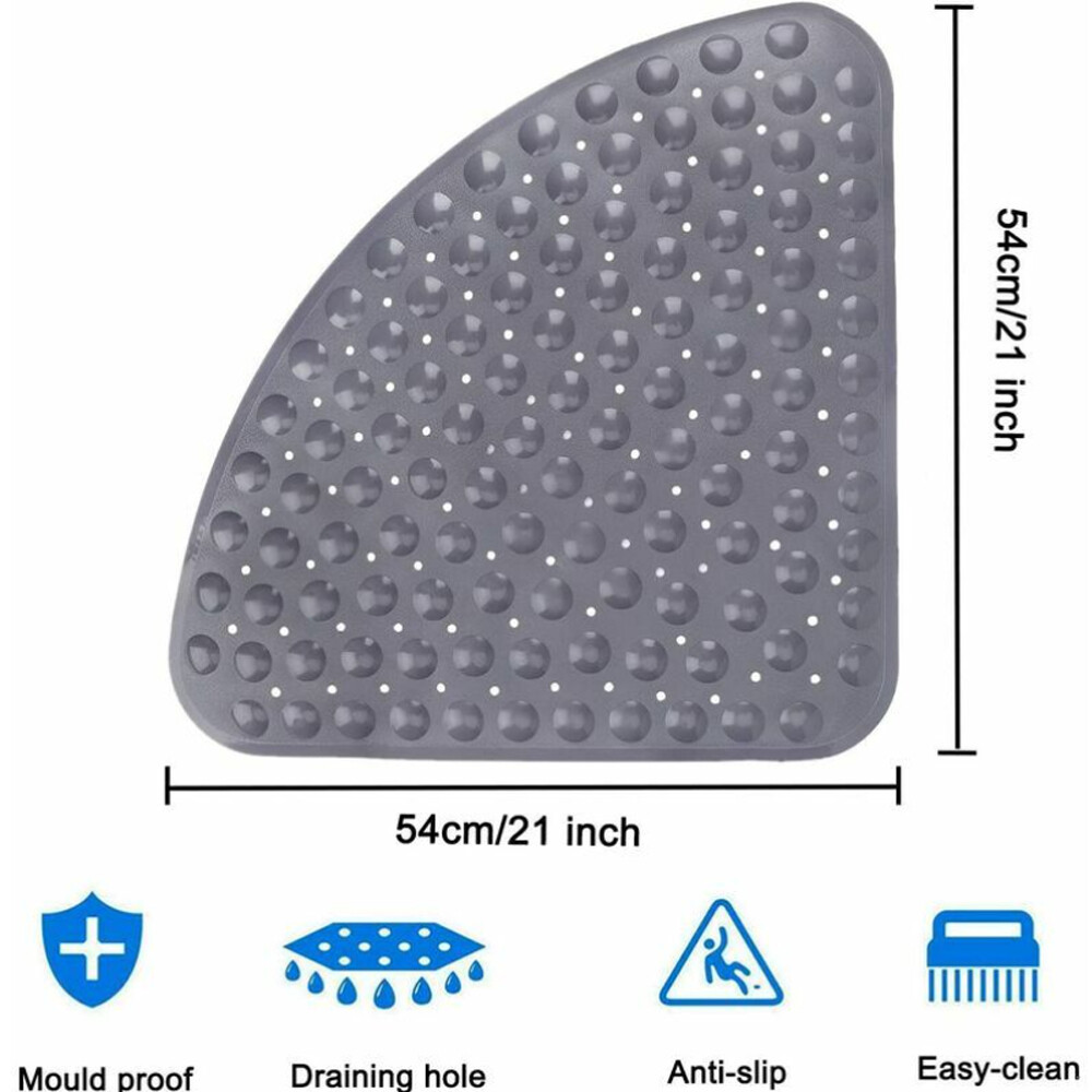 Non Slip PVC Corner Shower Mat Large Triangle With Suction Anti Slip ...