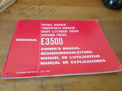 Factory Honda OEM Portable Generator Owner's Manual E3500 3688000 | eBay