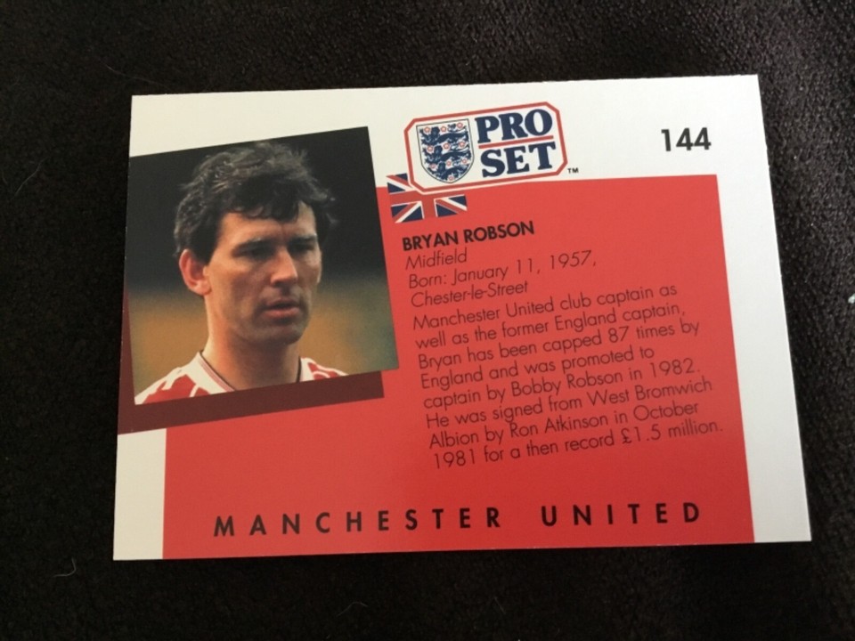 1990-91 Pro Set English League - Bryan Robson - #144 - Pack To Sleeve ...