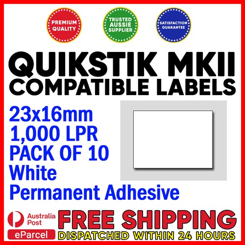 Quik Stik Mark II Permanent Labels x 10 Rolls(10,000 Labels) 23 x 16mm ...