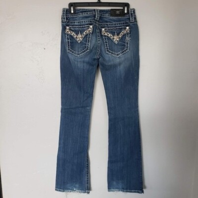 Miss Me Jeans 27 Signature Boot Cut Medium Wash Denim Flap Pocket Low ...