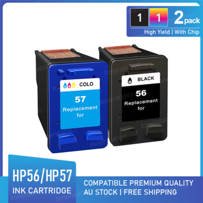 2x Ink Cartridges for HP 56 57 Photosmart 7150 7260 7450 7550 7660 7760 ...