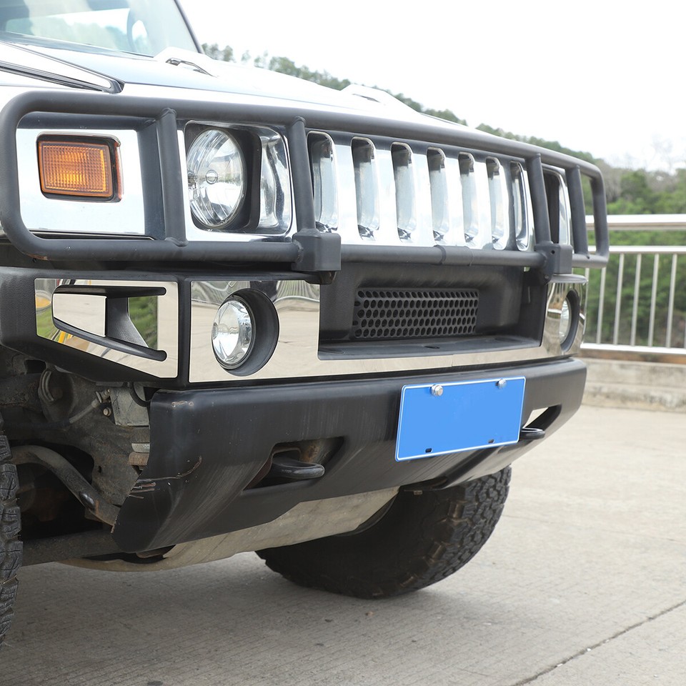Stainless Steel Front Fog Lamp Bumper 2PCS Chrome Trim For Hummer H2 ...