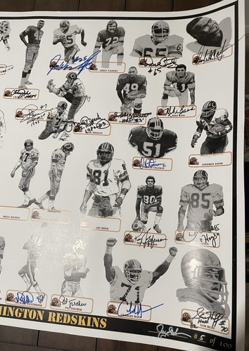 Washington Redskins NFL RARE Signed Autographed Poster Print 38X25 | eBay