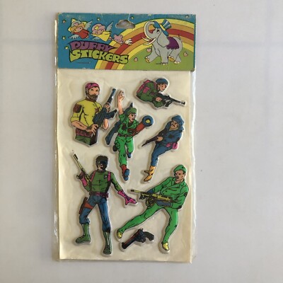 Vintage Puffy Stickers Lot Sealed Package Knock Off Gi Joe Style KO ...