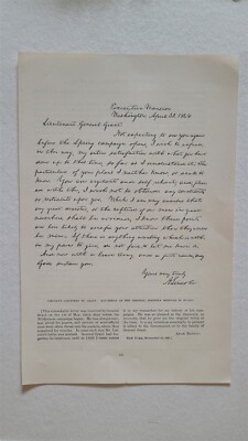Abraham Lincoln God-Speed Letter to Ulysses S. Grant 1888 Civil War ...