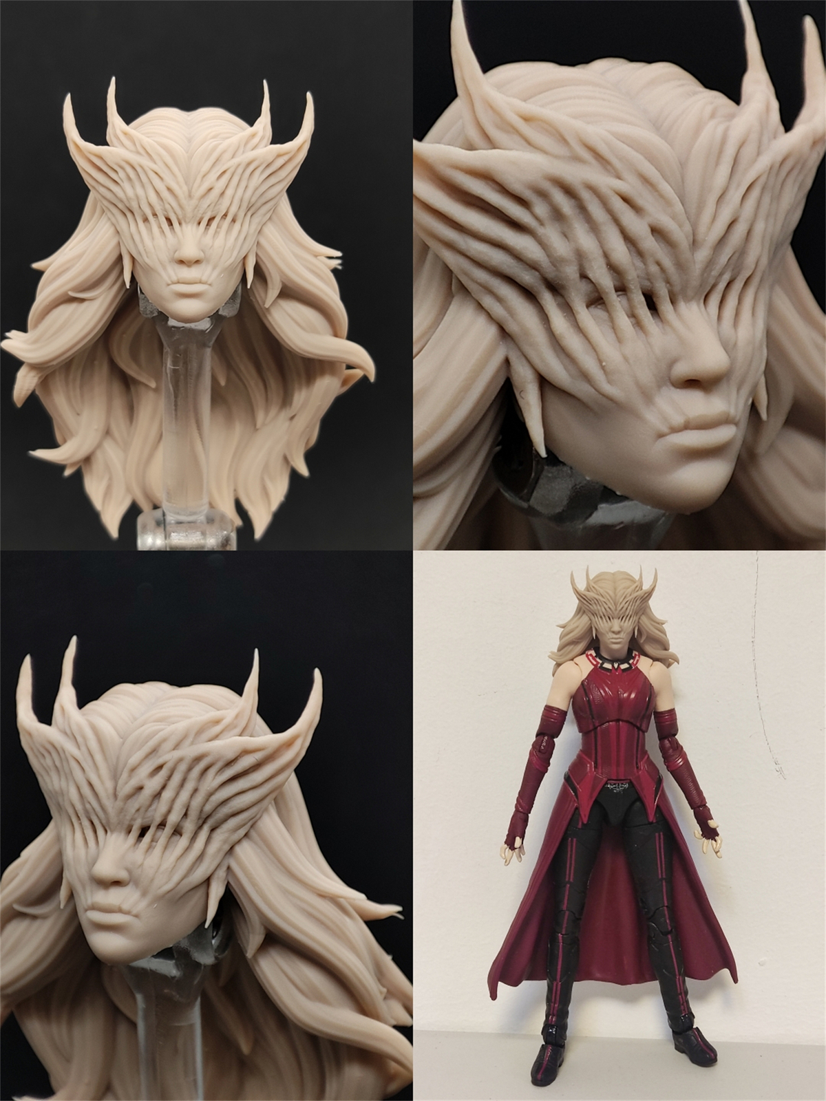 1/12 Unpainted Demon Wanda Scarlet Witch Head Carved Fit 6'' ML Action ...
