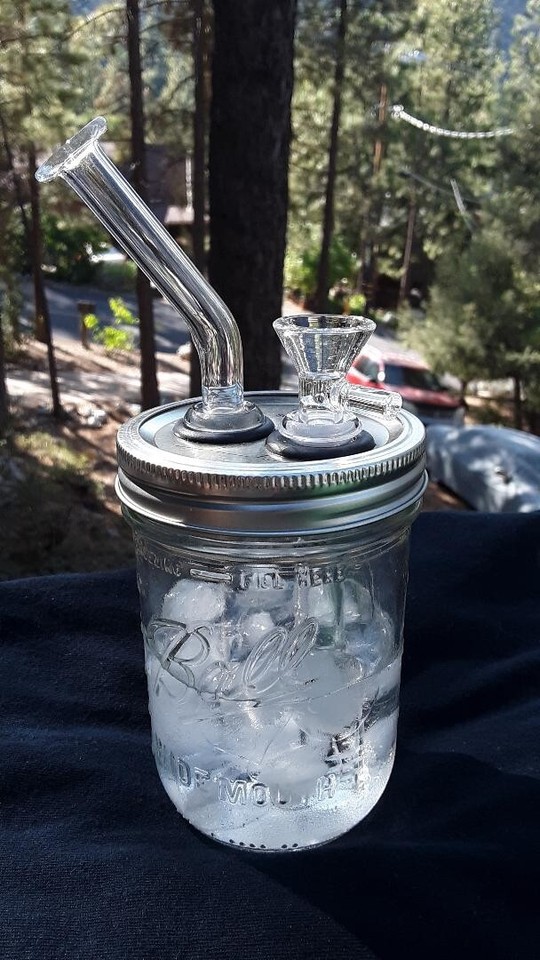 Mason Jar Water Pipe 16 oz. 14mm Bowl Quality Glass Bong Bubbler Red ...