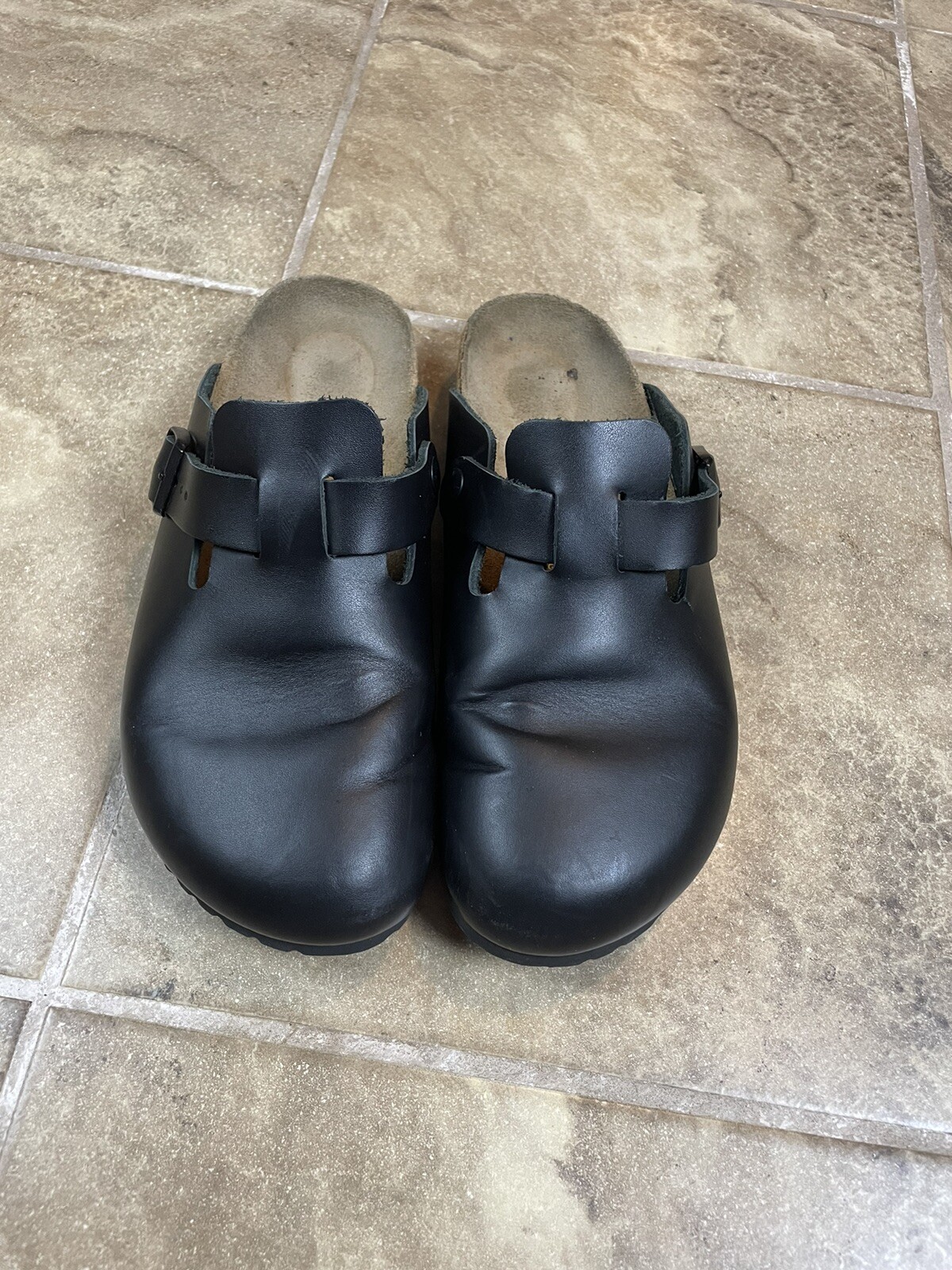 Birkenstock Boston Natural Leather Black Clogs Women’… - Gem