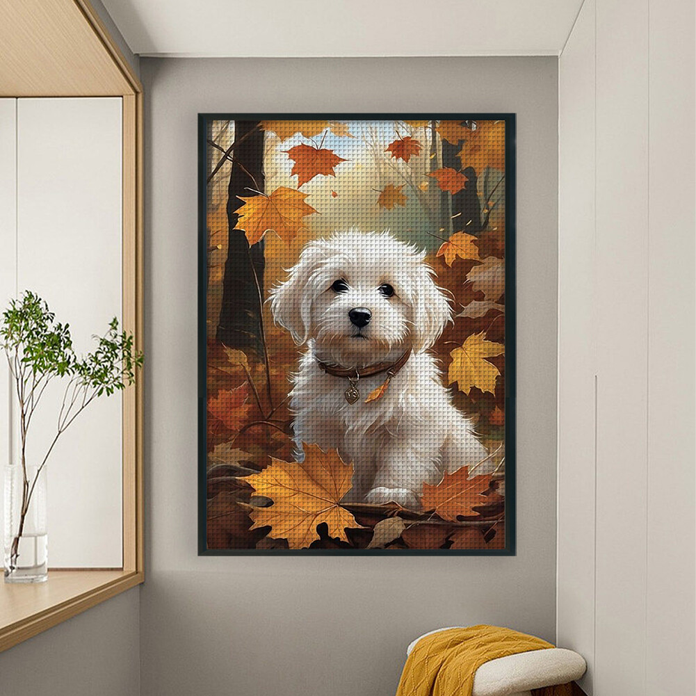 Full Embroidery Cotton Thread 11CT Printed Dog in the Woods Cross ...