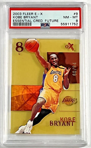 2003 KOBE BRYANT /94 FLEER E-X ESSENTIAL CREDENTIALS FUTURE #9 PSA 8 ...