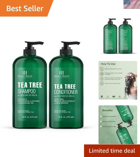 100% Pure Tea Tree Shampoo & Conditioner Set for Healthy, THick Hair ...