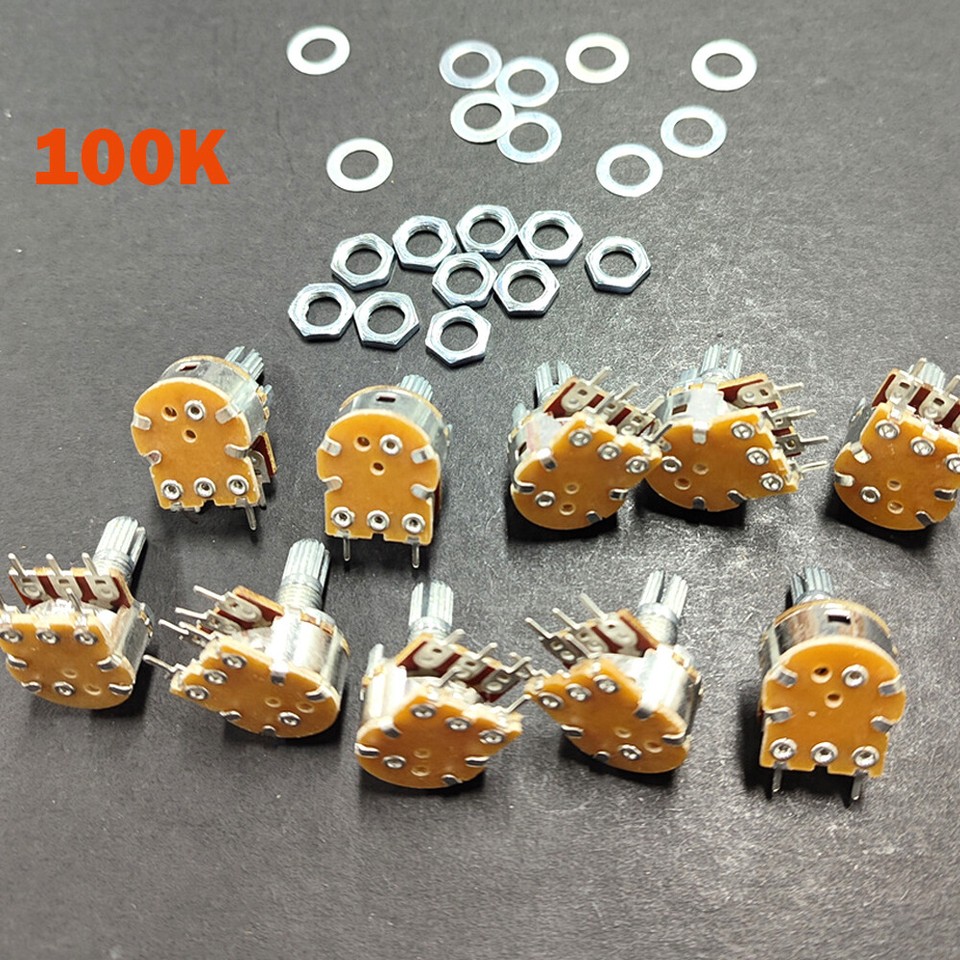 10Pcs B100K 100K WH148 5 Pins Potentiometer with Switch Shaft 15mm 5 ...