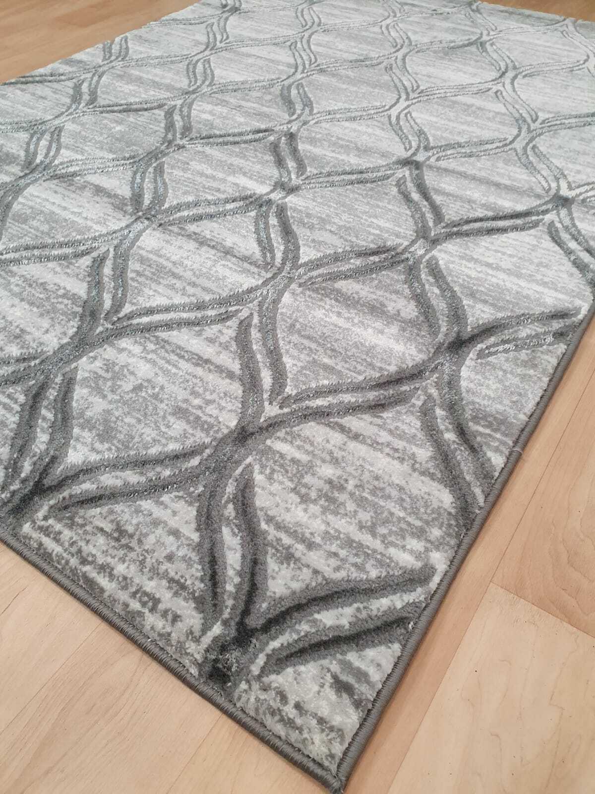 SILVER Grey RUGS SMALL AND LARGE HARLEQUIN COLLECTION UNIQUE MODERN ...