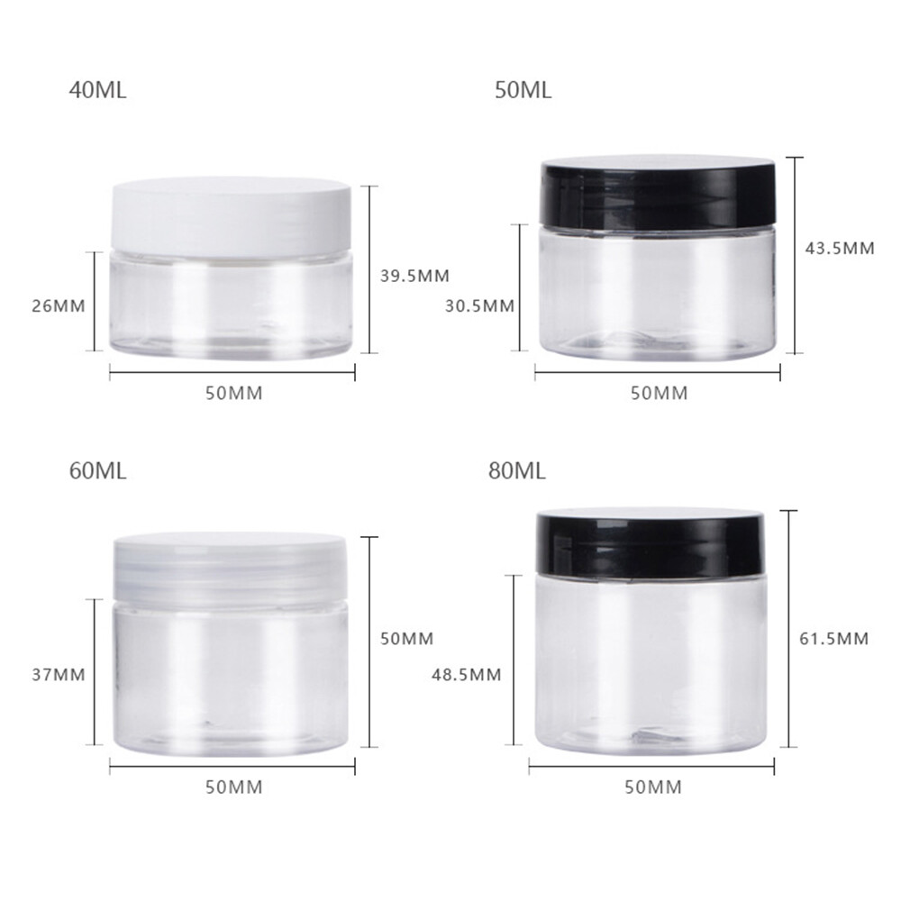 6/18Pcs 30ml-80ml Plastic Jar W/ Lids Refillable Empty Cosmetic ...
