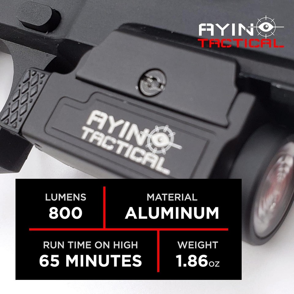 800 Lumen LED Gun Light, Rechargeable, Quick Detach Mount, Ayin Pistol ...