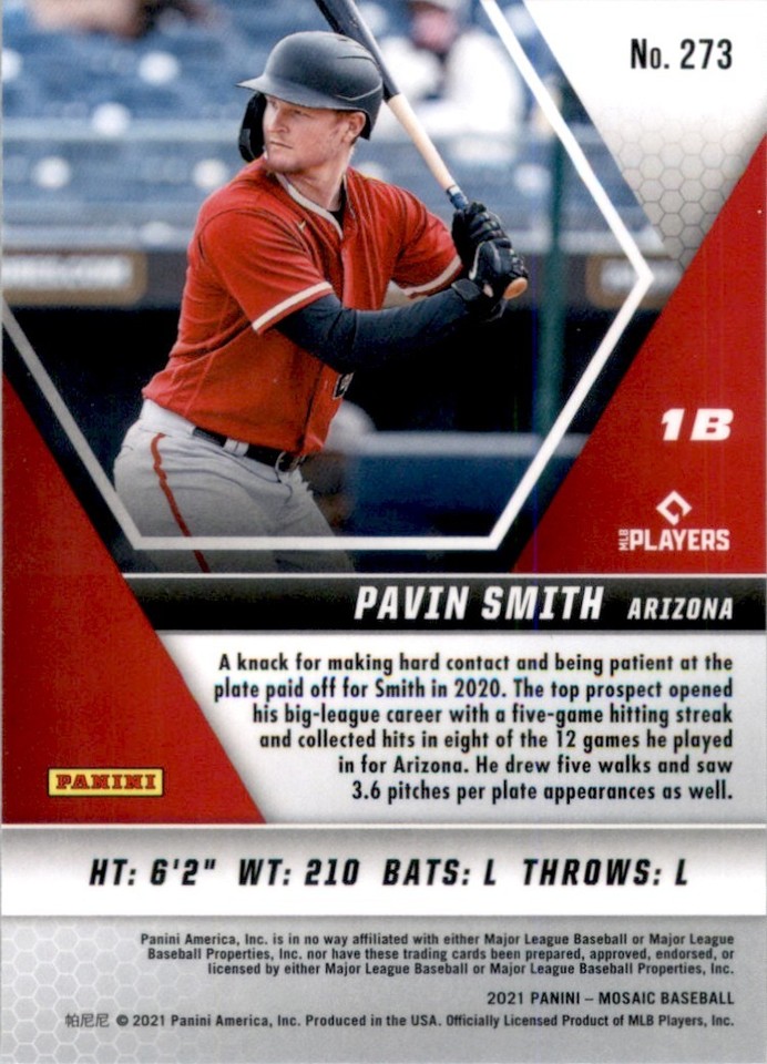 2021 Panini Mosaic Pavin Smith RC Arizona Diamondbacks #273 TW21662 | eBay