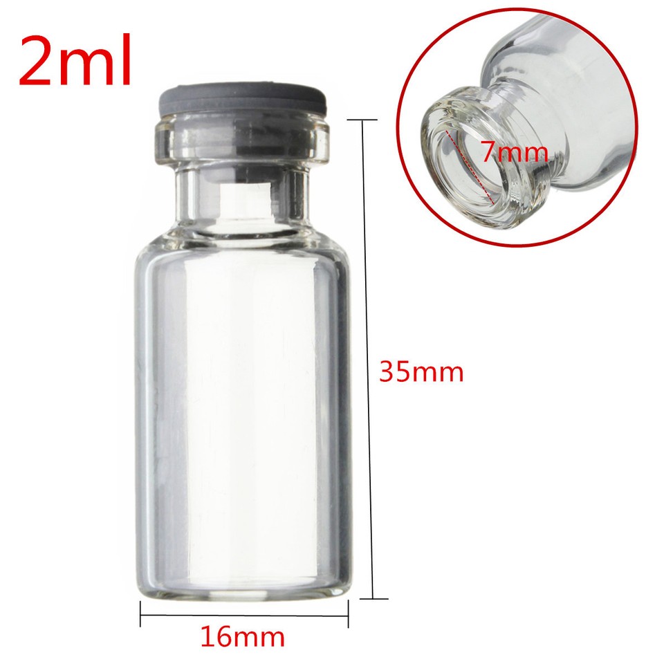 10Pcs 2ml Small Empty Sample Vials Clear Glass Bottles With Butyl ...