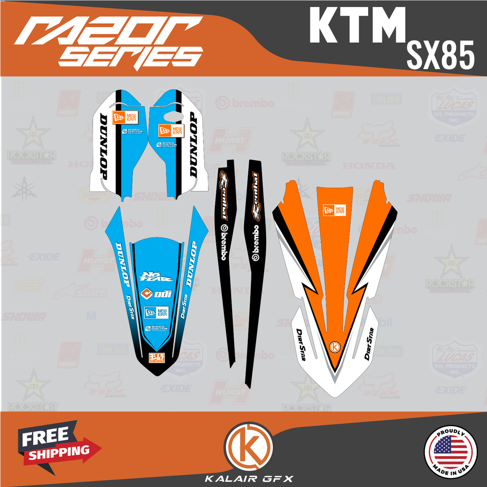 Graphics Kit for KTM 85SX SX85 (2018-2023) RAZOR-ORANGE CYAN | eBay