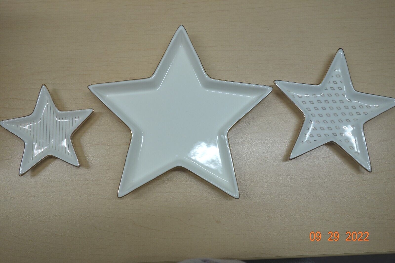 Set of 3 Ceramic Star Shaped Nesting Trays Dishes - Solid, Diamond ...