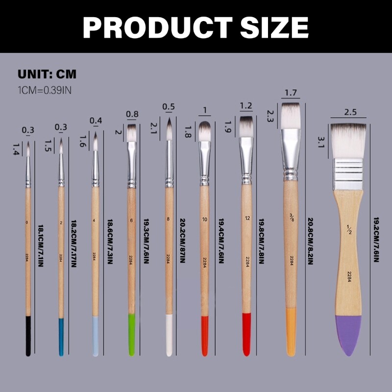 9x Artist Paintbrush Professional Paint Brush Set for Watercolor Oil ...