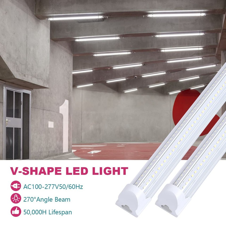 6 Pack 4FT 60W LED Shop Light, V Shape Integrated T8 LED Tube Light ...