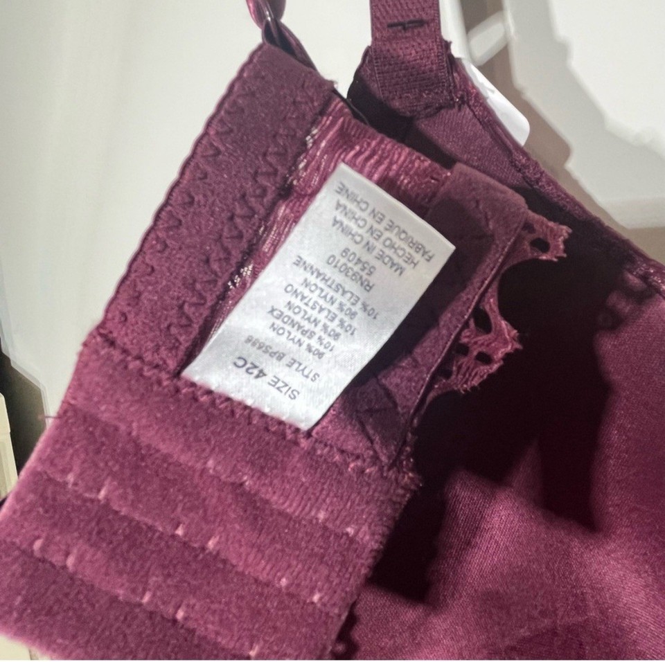 NEW Burgundy/Dark Purple Lace Plunge Push-Up Bra 42C | eBay