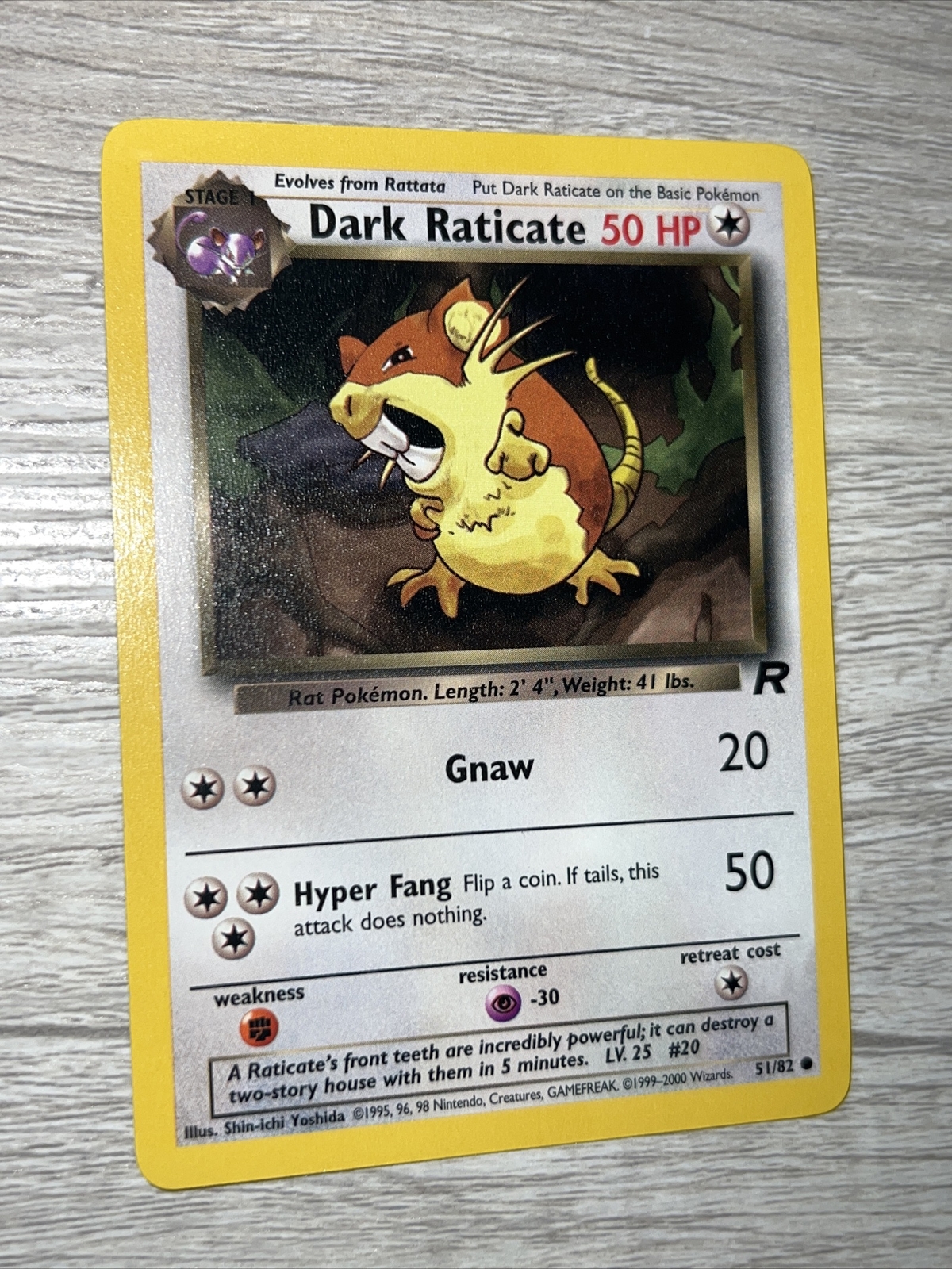 Dark Raticate 51/82 Unlimited Team Rocket NM-Mint Vintage Pokemon Card ...