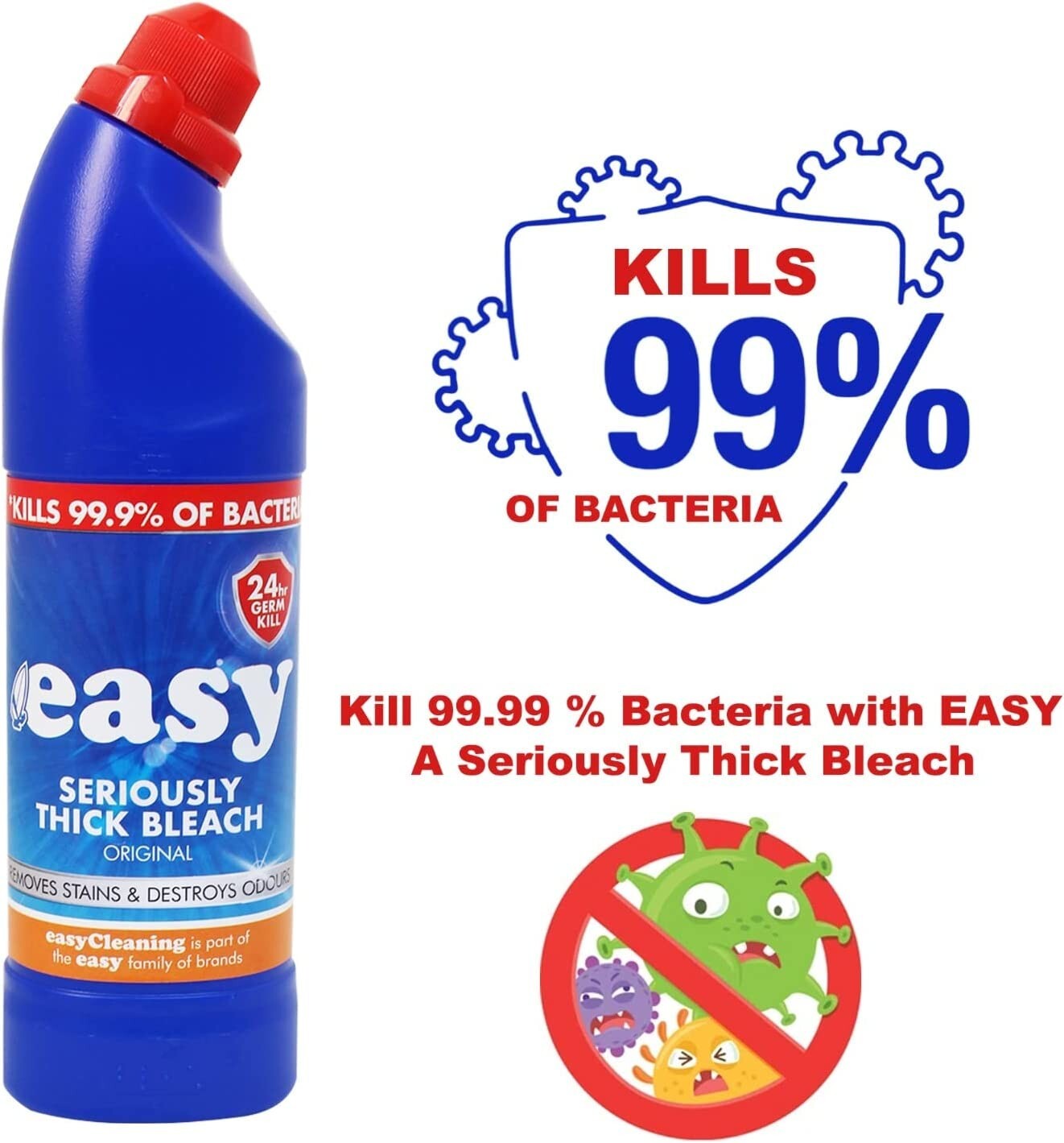 Easy Thick Bleach Germ Killer Disinfectant Bathroom Toilet Cleaner 12 x ...