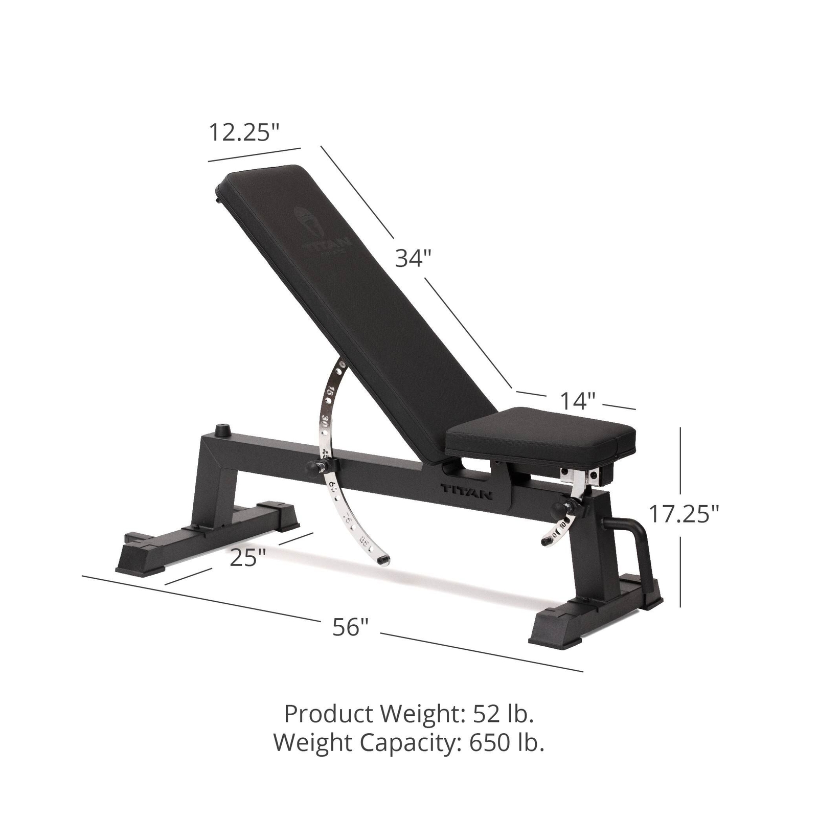 Titan Fitness Performance Series Adjustable Bench, Supports 650 LB ...