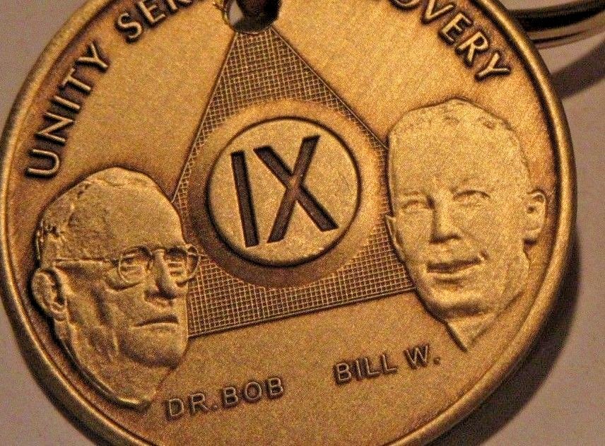 Alcoholics Anonymous AA 9 Nine Year Keychain Key Chain Token coin ...