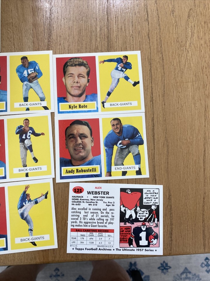 1957 TOPPS ARCHIVES "NEW YORK GIANTS" FOOTBALL TEAM SETS (13) CARDS ...