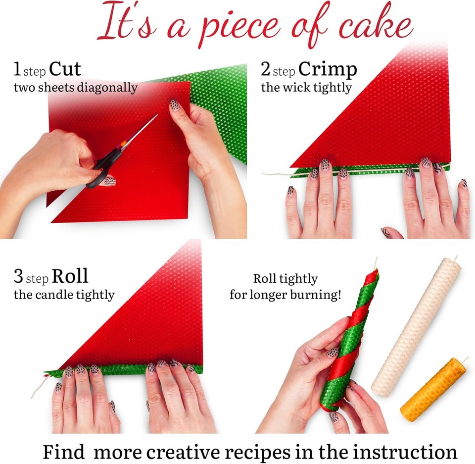 Christmas Candle Rolling Kit - Beeswax Candle Making Kit for Kids ...