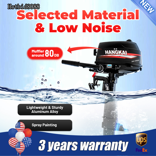 6 HP 2-Stroke Outboard Motor Boat Marine Engine Water Cooling System ...