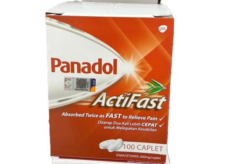 PANADOL Actifast Paracetamol Fast Pain Relief 500mg 100 Caplets - 1 Box ...