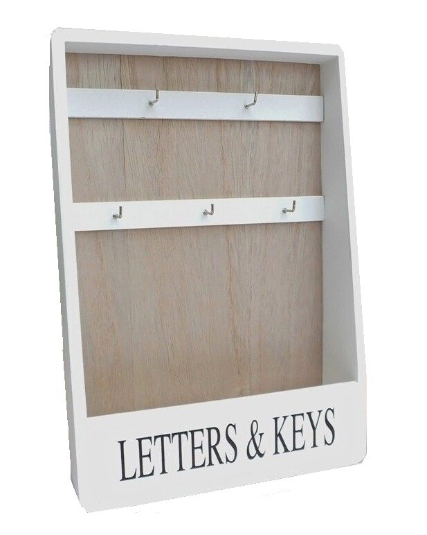 Vintage Letter Rack & Key Holder Hooks House Storage Shabby Chic Wall ...
