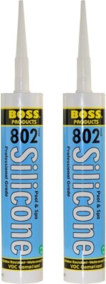 2-Pack Boss 802 Clear Pro Grade Silicone Sealant for Pool, spa ...