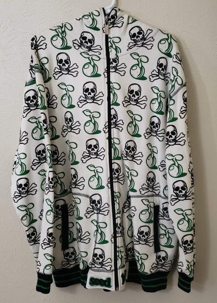 Seedless Clothing Skulls Full Zip Sweatshirt Hoodie Jacket Size XL ...