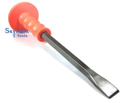 1" x 12" Cold Flat Chisel 3/4'' Hex Shank w/ Hand Guard Non-Slip Shock ...