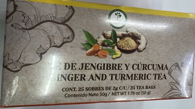 Te De Jengibre Y Curcuma 25 Tea Bags Ginger And Turmeric Tea | eBay
