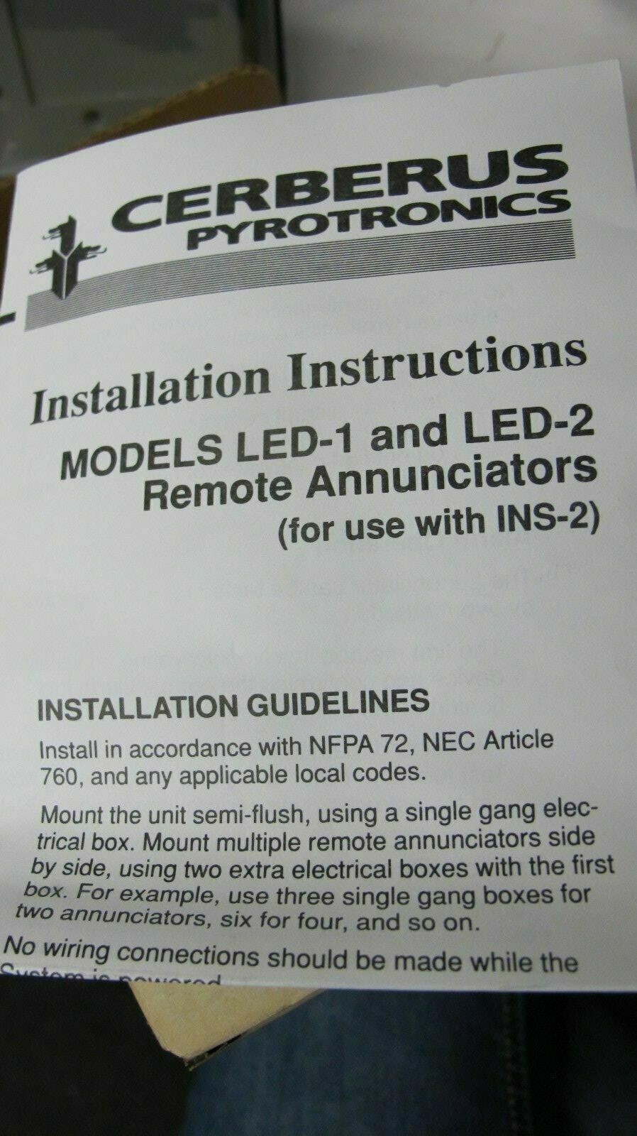 CERBERUS PYROTRONICS "SIEMENS" LED-1 ANNUNCIATOR 500-679588 FOR IXL OR ...