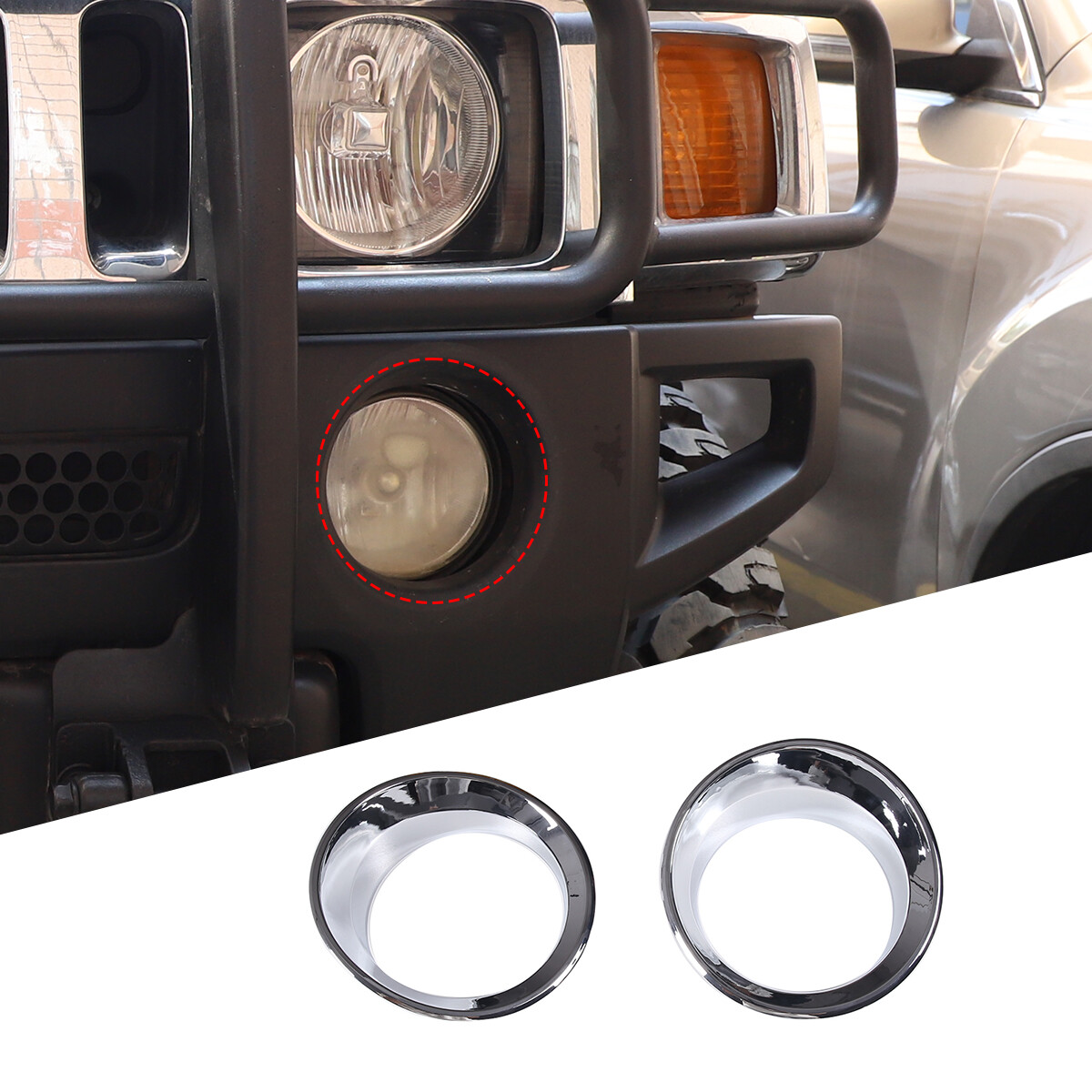 Chrome Car Fog Light Ring Trim ABS L:amp Bezel Cover For Hummer H3 SUV ...