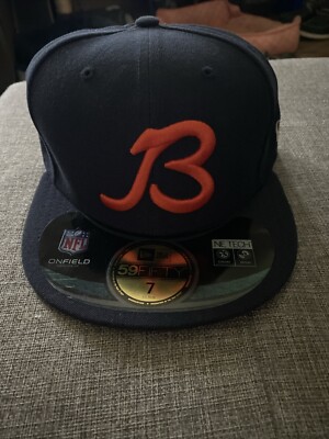New Era 59Fifty Chicago Bears On Field Script B Logo Blue Fitted Hat ...