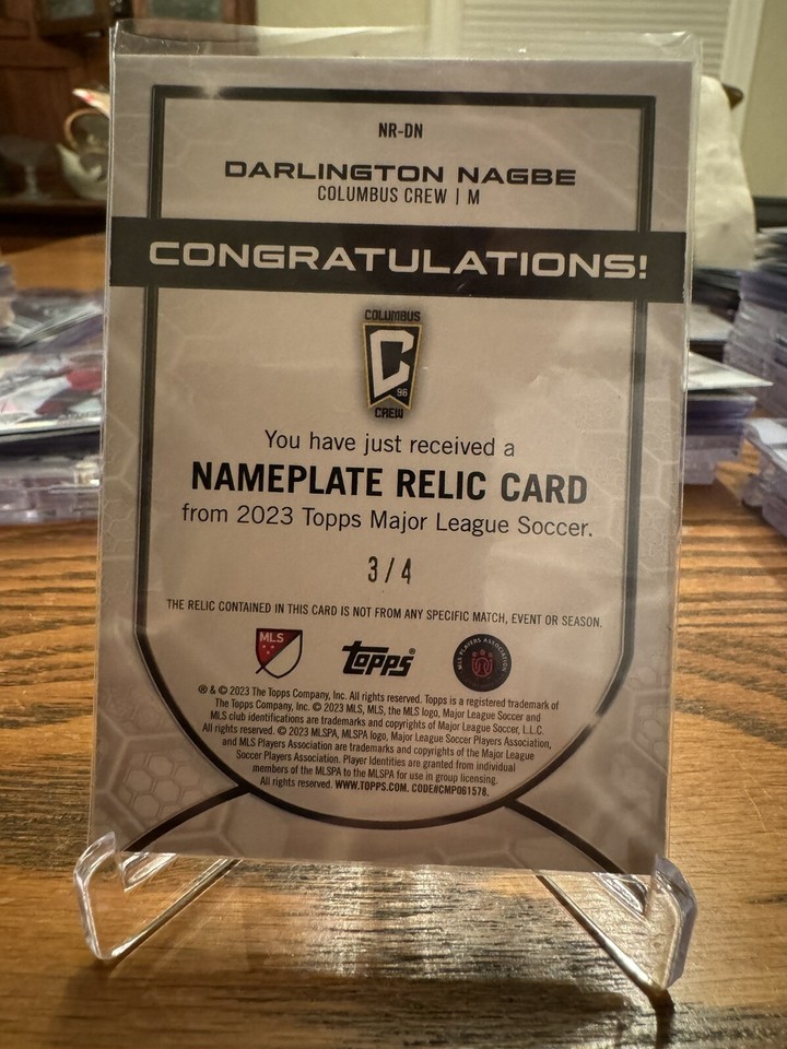 MLS Topps Nameplate Relic Darlington Nagbe 3/4 | eBay