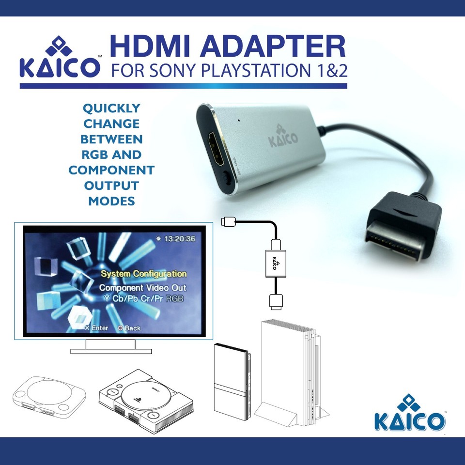 Kaico PS1 & PS2 HDMI - PlayStation to HDMI Adapter Converter - RGB and ...