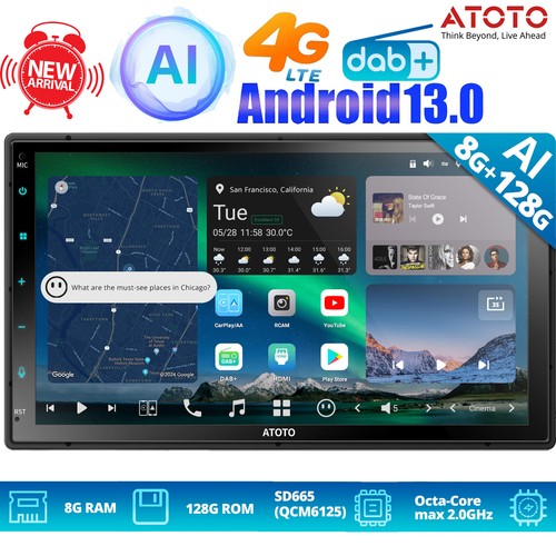 ATOTO X10 Android 13 7" DAB+ Car Radio GPS Stereo Octa Core 8+128GB 36B ...