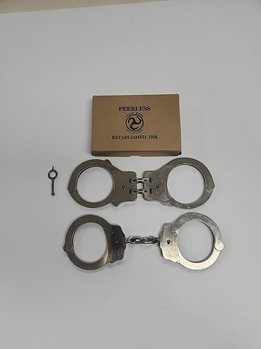 Vintage Peerless Hinged Handcuffs With Box And Key & Chainded Handcuffs ...