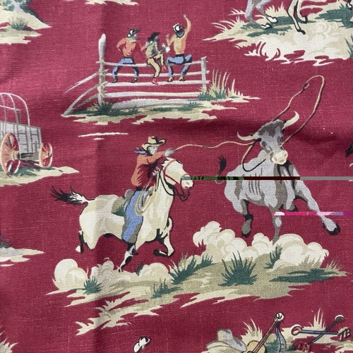Western Cowboy Valance (1) 17"x51" Red Horses Stagecoach Indians Corral ...