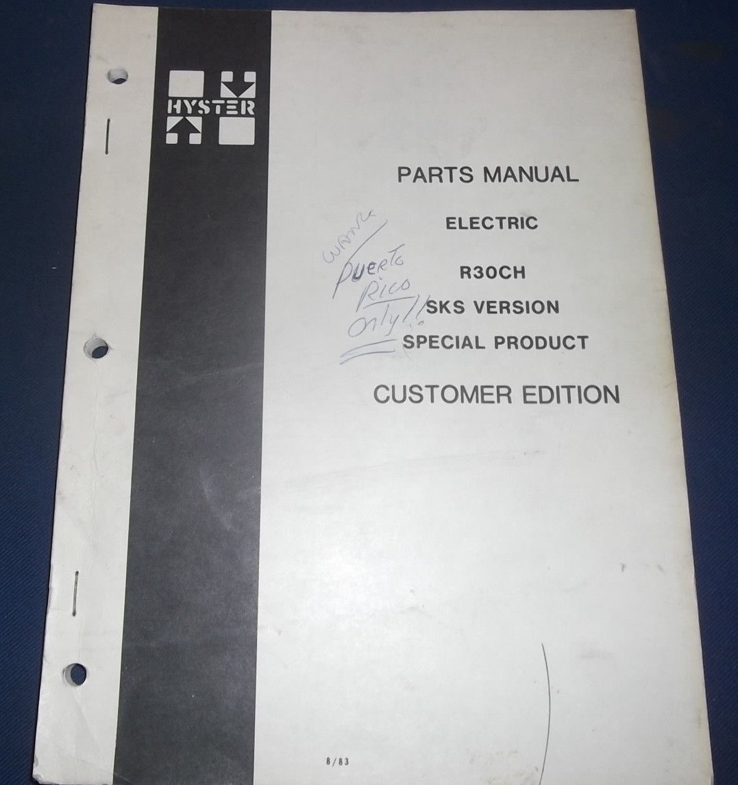 HYSTER R30CH SKS VERSION SPECIAL PRODUCT FORKLIFT LIFT TRUCK PARTS ...